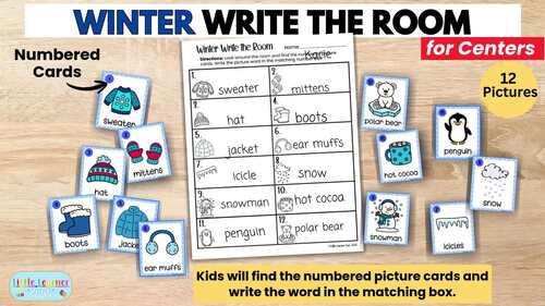 Winter Write the Room Activity, Kindergarten Writing Center, January ...