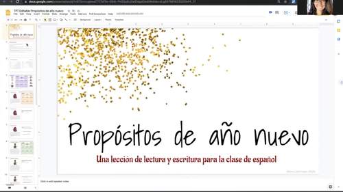 Spanish New Year's Resolutions Propositos año nuevo Google Slides & Print