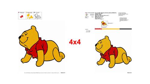 Winnie the Pooh Happy Crawling Bear Embroidery Designs - Instant Download