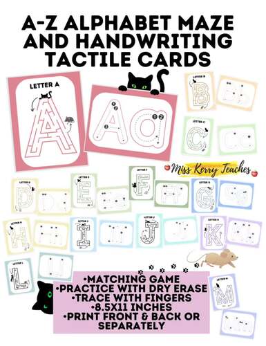 A-Z Alphabet Cat & Mouse Maze & Tactile Handwriting Penmanship Game ...