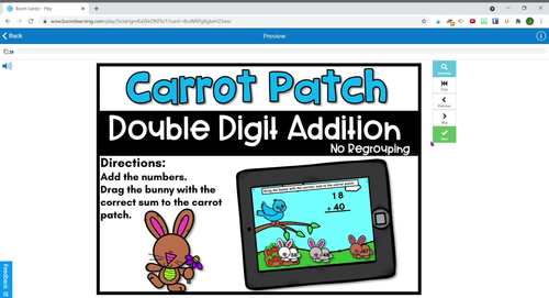 Double Digit Addition Game - No Regrouping Boom Cards Spring Activity