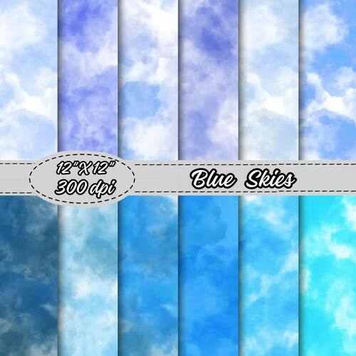 Cloudy Skies Digital Paper Clip Art/ Cloud and Sky Background | TPT