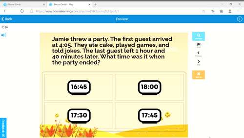 Telling Time Word Problems Boom Cards by Language Forum | TPT