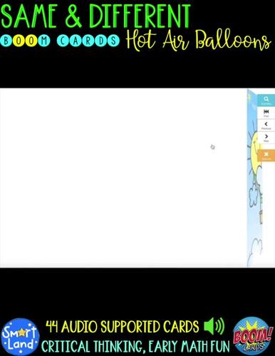 Same and Different Visual Discrimination digital cards | Hot Air Balloons