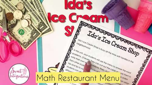 Restaurant Menu Math - Real World Math Word Problems - Money Grades 2-3