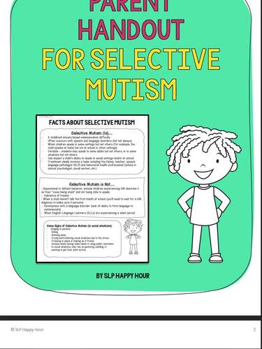 Selective Mutism - Parent Handout by SLP Happy Hour | TPT