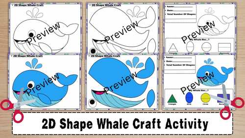 2D Shape Whale Craft | Ocean Animal Math Activity | Cut, Paste & Shape ...