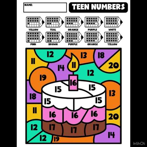 Teen Numbers Coloring Activities for Grades K-1 by Serendipity Math Shop