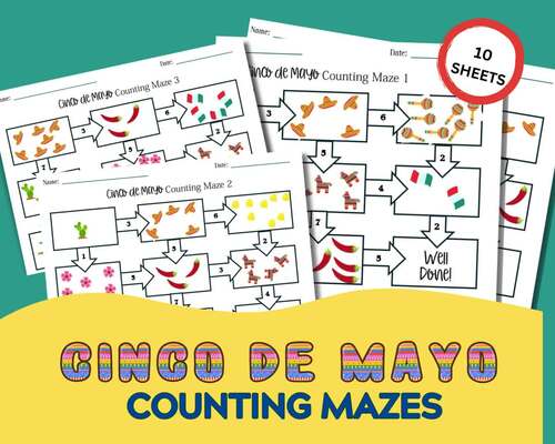 Cinco de Mayo Counting Mazes - 10 different mazes Fun Cinco Counting ...