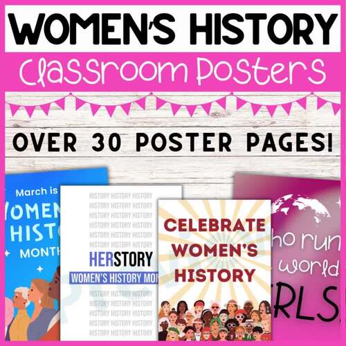 Women's History Month Posters Classroom Decor March Bulletin Board Set