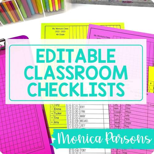 Editable Class List Template Classroom Checklist Roster Student Checklist