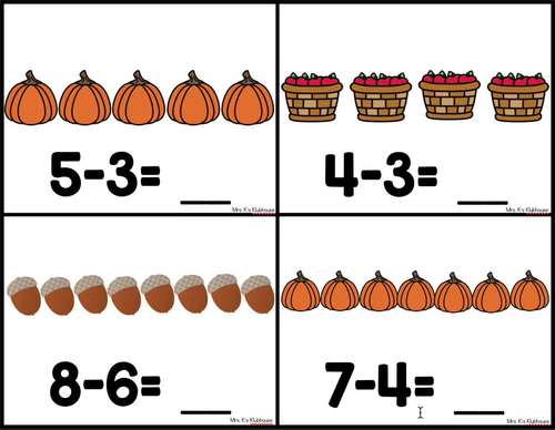 Subtraction within 10 Practice Cards by Mrs K's Klubhouse | TPT