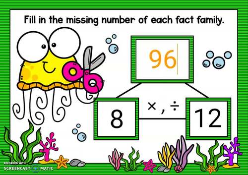 Number Bonds Fact Family Table of 12 Boom Cards™ Distance Learning