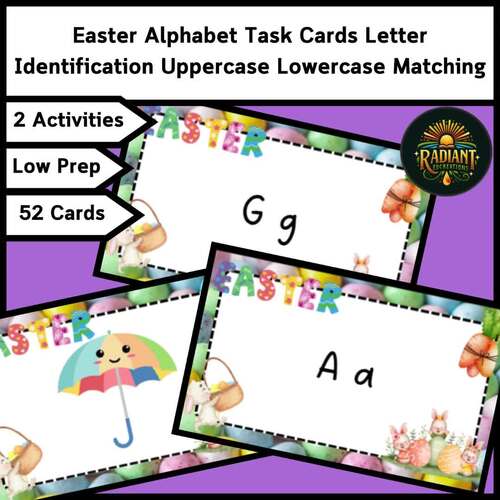Earster Alphabet Task Cards Letter Identification Uppercase Lowercase ... Earster Alphabet Task Cards Letter Identification Uppercase Lowercase ...