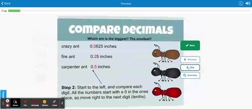 5th Grade Math/5.NBT.A.3b Compare Decimals Boom Card Deck Activity