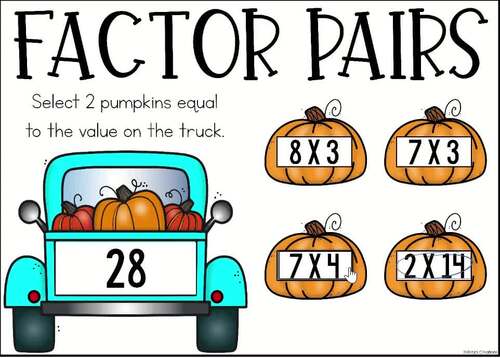 Factor Pairs Fall-Themed Boom Cards - 4th Grade Digital Math Center