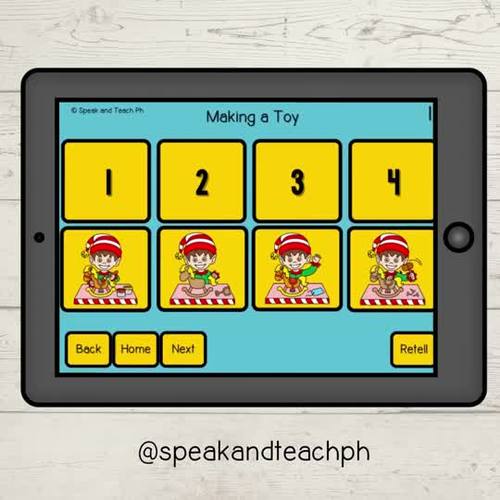 Four Steps Sequencing and Retell No Prep Speech Therapy Boom Cards™
