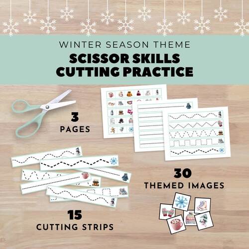 Winter Season Cutting Strips, Scissors Practice, Fine Motor Skills ...