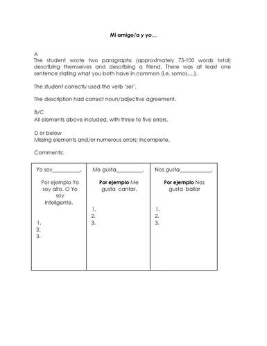 Spanish Class Activity: Mi amigo/a y yo… by Real Life Language | TPT