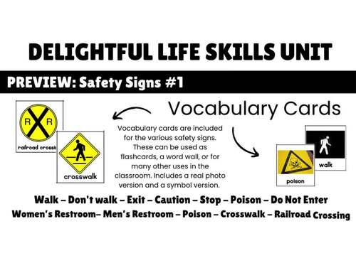 Differentiated Life Skills Unit: Safety Signs #1 | Special Education ...