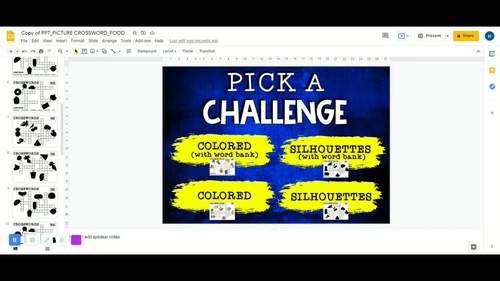 4 PICTURE CROSSWORDS (FOOD THEMED) Printable & Digital: GOOGLE Slides & PPT
