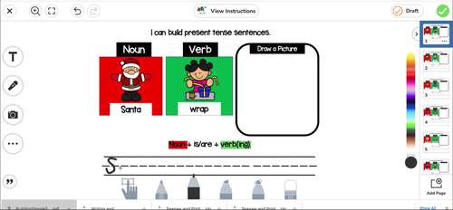 Building Simple Sentences with Nouns and Verbs Christmas Seesaw | TPT