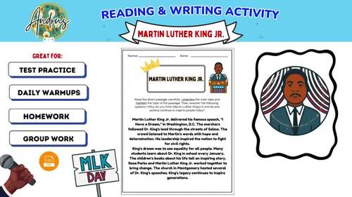 Martin Luther King Jr. Reading & Writing Activity (PDF) | TPT