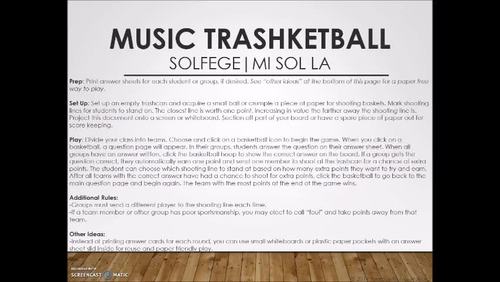 Music Trashketball: Solfege (Mi Sol La) by Tunes with Mrs Trafford