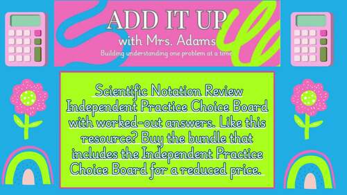 Scientific Notation - Independent Practice Choice Board | TPT