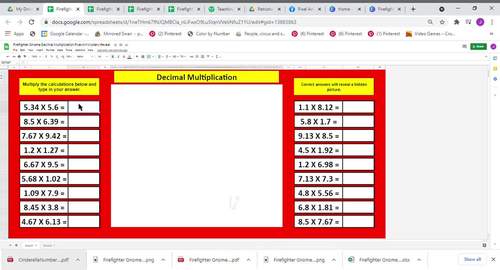 Firefighter Gnome Decimal Multiplication Pixel Art Mystery Reveal