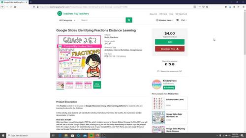 Identifying Fractions for Google Slides Distance Learning by Kinders Hero