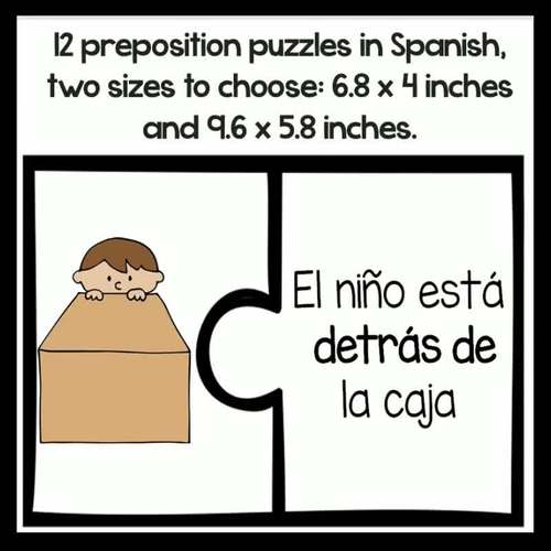 Preposition Puzzles In Spanish-Rompecabezas de las preposiciones de lugar