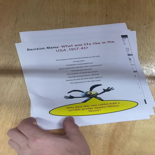 IGCSE History Revision Menu – USA 1919-41 - Grades 10-11 | TPT