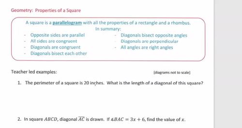 Quadrilaterals 4 - The Properties of a Square (lesson video) | TPT