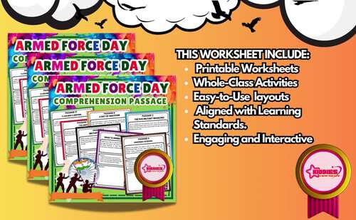 Armed Forces Day Reading Comprehension Passage Activities 3rd,4th,5th ...
