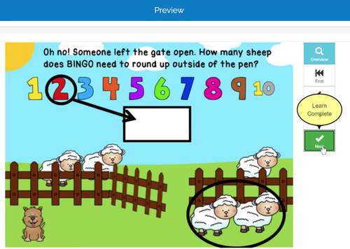 Farm Animals Kindergarten Counting Sheep 1 To 10 Boom Cards™ Math Activity