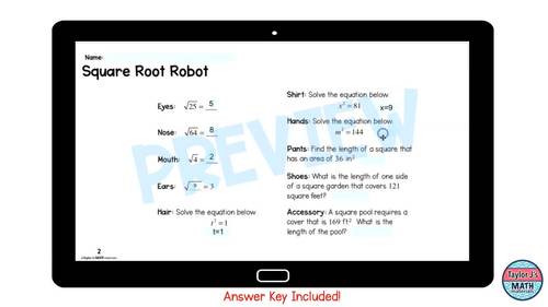 Square Roots Digital Activity by Taylor J's Math Materials | TPT