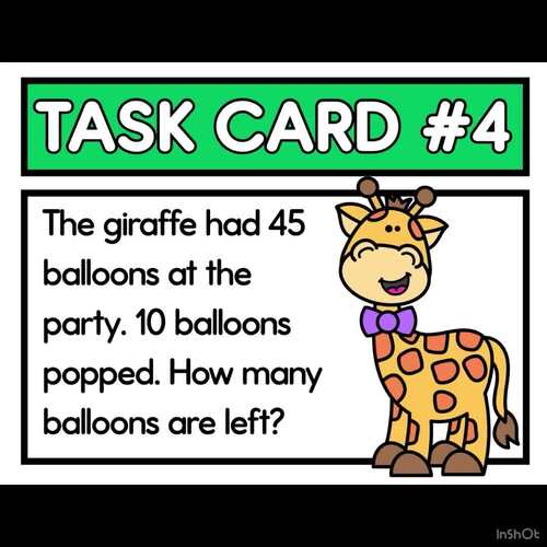 Mental Math 10 More and 10 Less | Word Problems Task Cards | 1st Grade