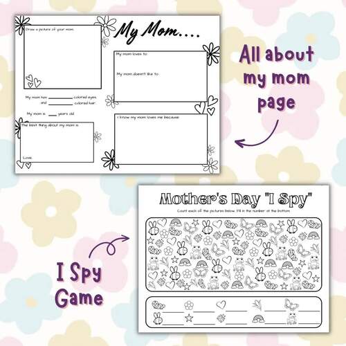 Preschool Mother's Day Activity Bundle | Coupons | Coloring | Gifts
