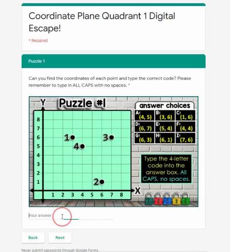 Coordinate Plane Digital Math Escape Room Activity 5th Grade {QUADRANT 1}