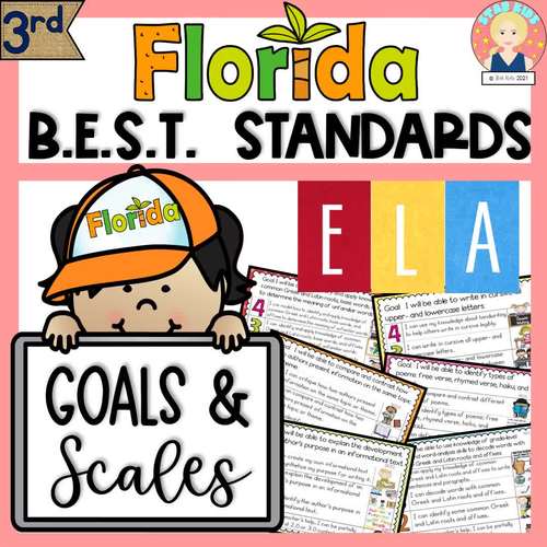Florida BEST Standards | GOALS AND SCALES | ELA and MATH | Gr 3 -Editable