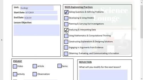 NGSS Weekly Lesson Template by Jessica Sphar | Teachers Pay Teachers