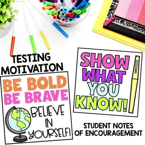 Testing Motivation Cards | Testing Encouragement Cards | Student Desk Notes