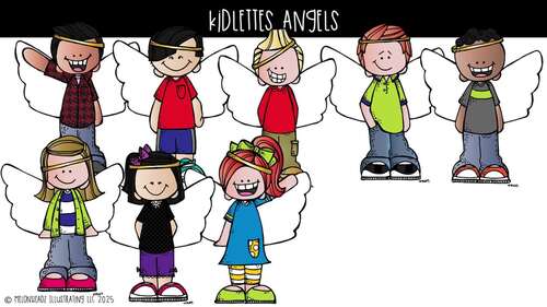 Kidlettes clip art, Angels clip art COLORED Version by Melonheadz Clipart