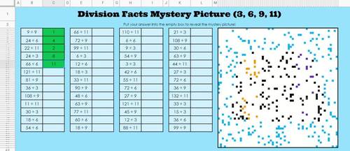 Digital Mystery Picture for Division Facts 3, 6, 9 & 11 | Digital Math ...