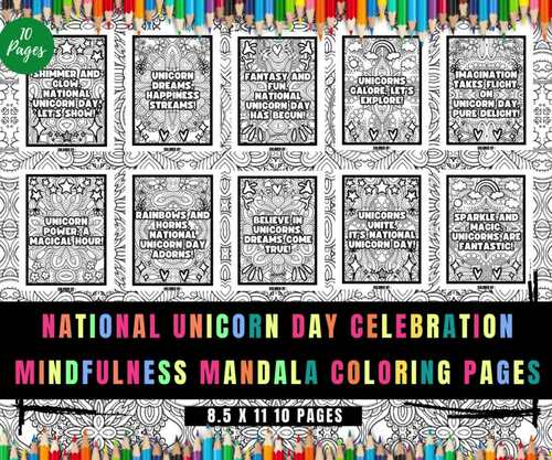 National Unicorn Day Sayings, Mindfulness Mandala Coloring Pages, No Prep