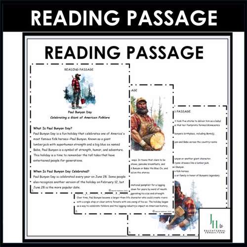 Paul Bunyan Activities | Reading Comprehension | Puzzle | Games | June ...