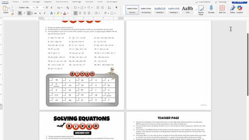 Solving Equations With Variables on Both Sides Activity Halloween ...