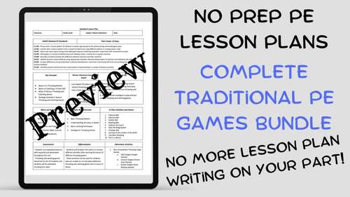 No Prep PE: Complete Traditional PE Games Lesson Plan Bundle Middle ...