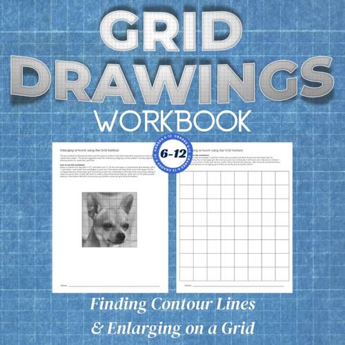 Grid Method Worksheets - 8 Worksheets, Middle, High School Art Sub Plan